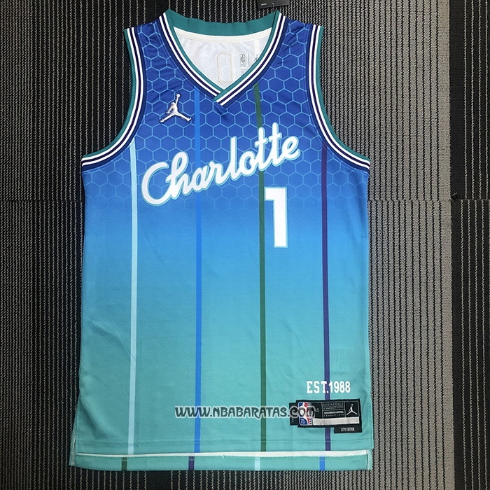 Camiseta Charlotte Hornets LaMelo Ball #1 Ciudad 2022-23 Azul | www ...