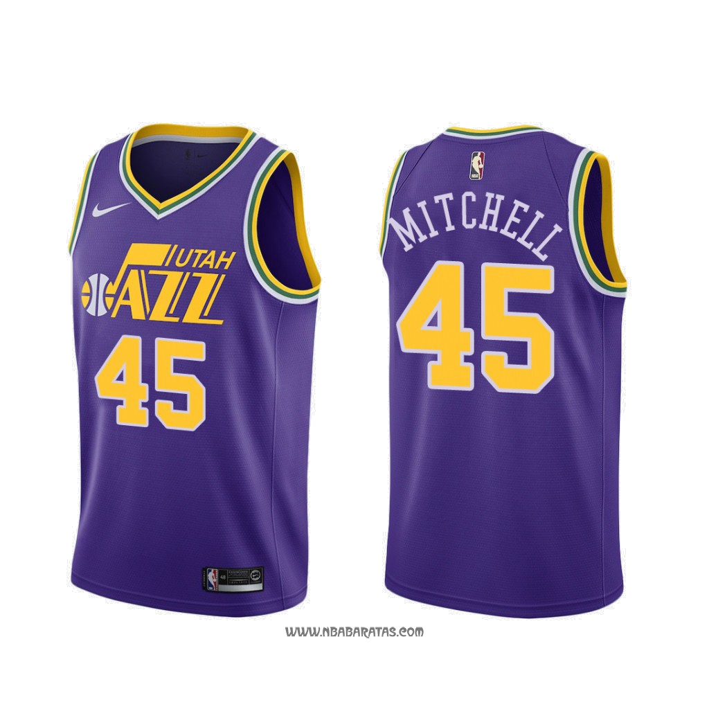 Camiseta Utah Jazz Donovan Mitchell #45 Classic 2018-19 Violeta | www ...